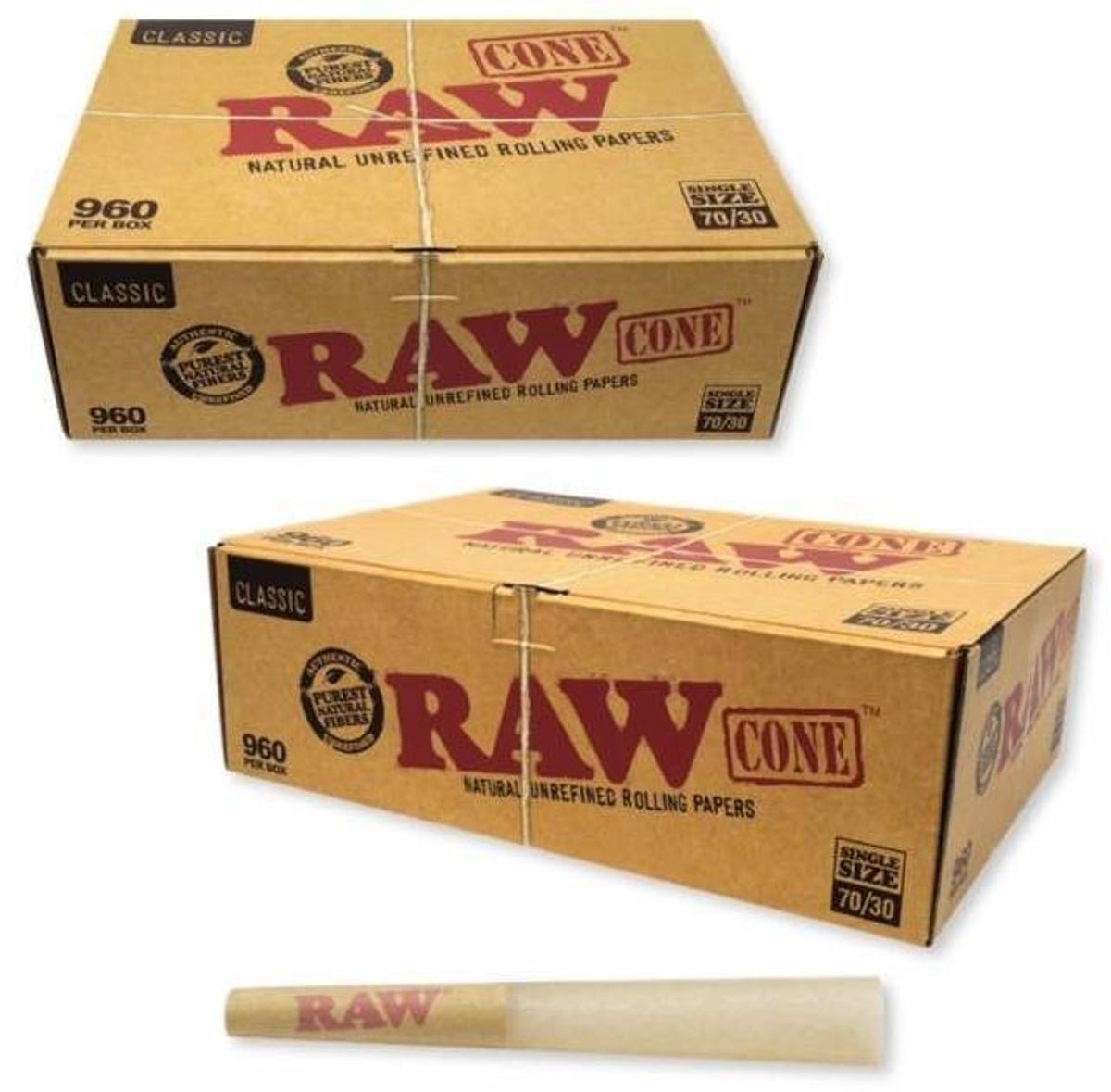 RAW Classic Single Size 70/30 Cones (960 Per Box) – Cali King Wholesale