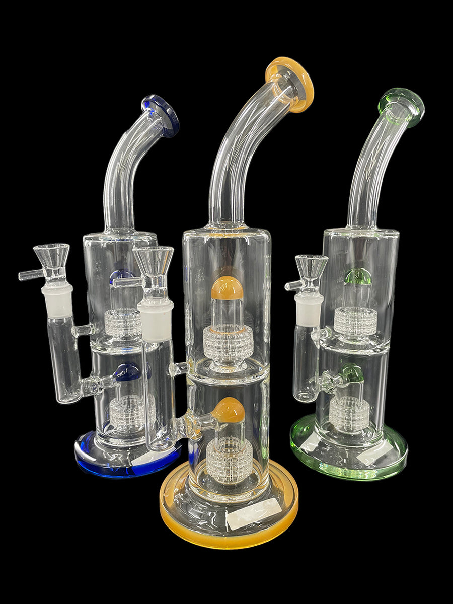 13" Curved Mouth Double Matrix Perc Water Pipe – Cali King Wholesale